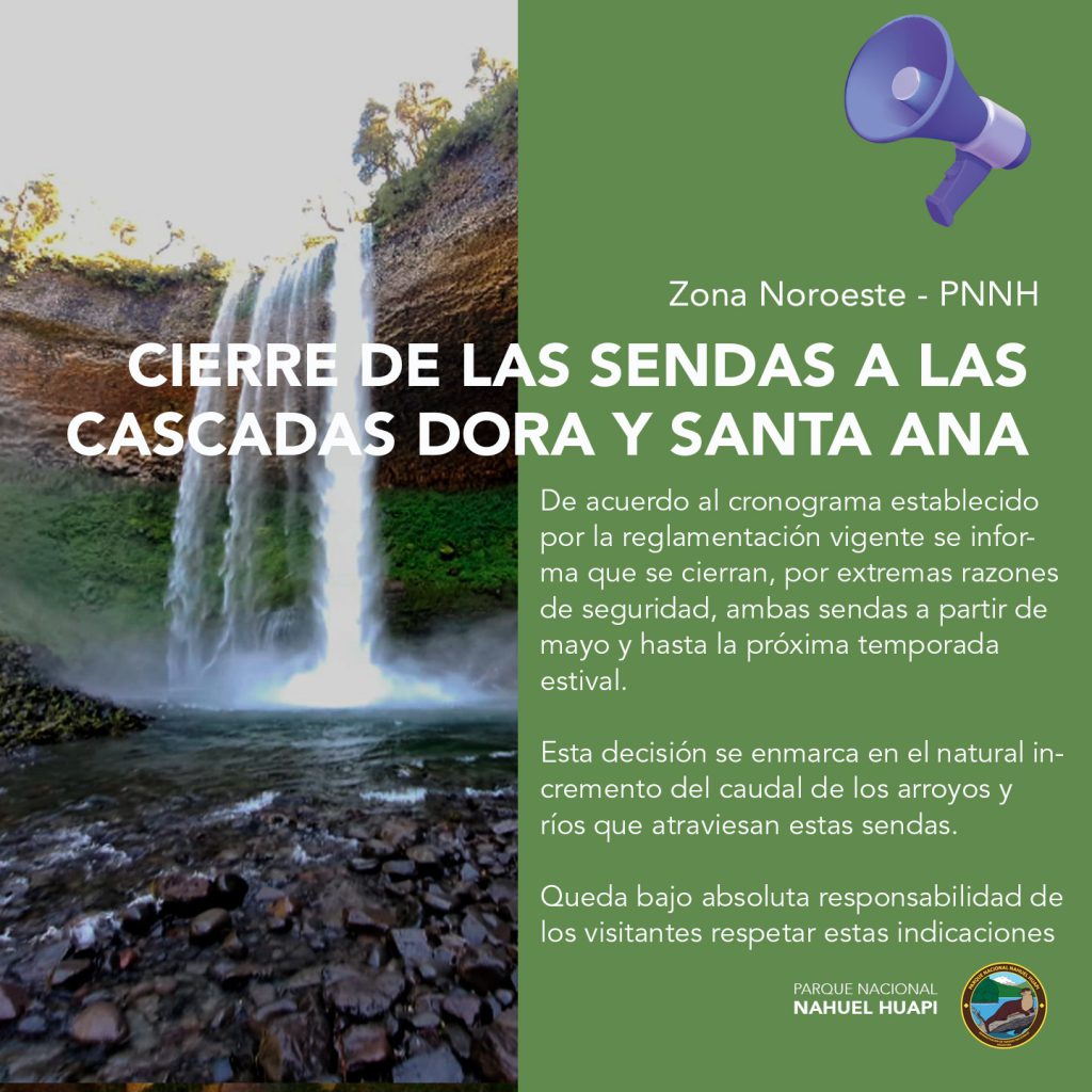 Cierre de las Sendas a las cascadas Dora y Santa Ana – SNOW NOTICIAS